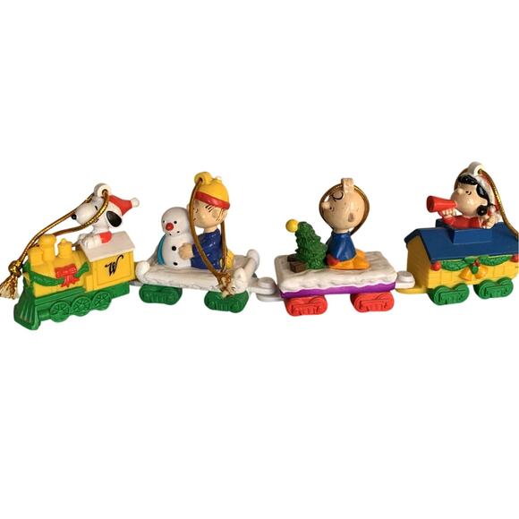 Peanuts | Other | Lot Of 4 Peanuts Train Christmas Ornaments Snoopy ...